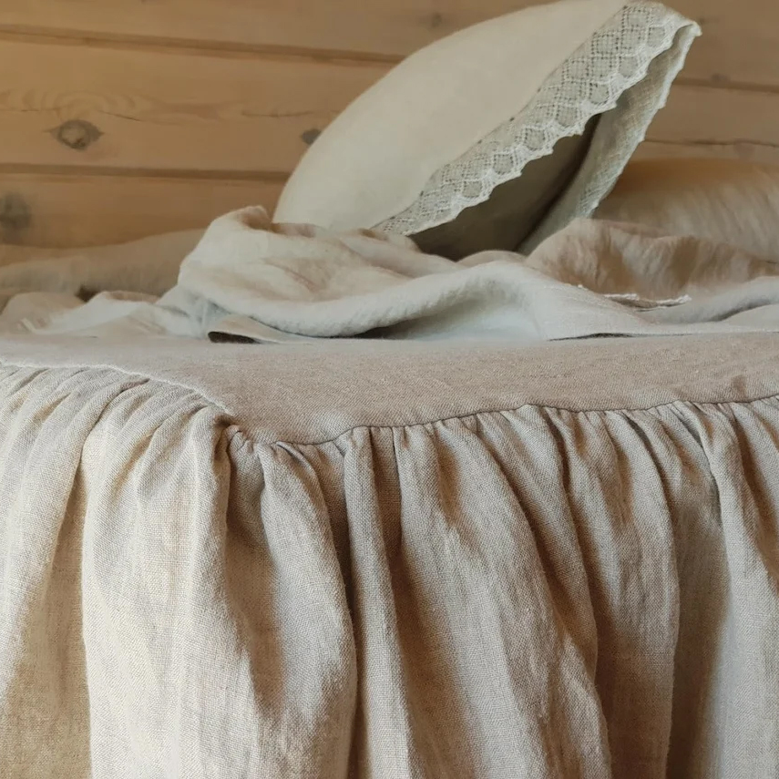 Natural Flax DUST RUFFLE in Softened Linen. Rustic Chic Beds - Inspire ...