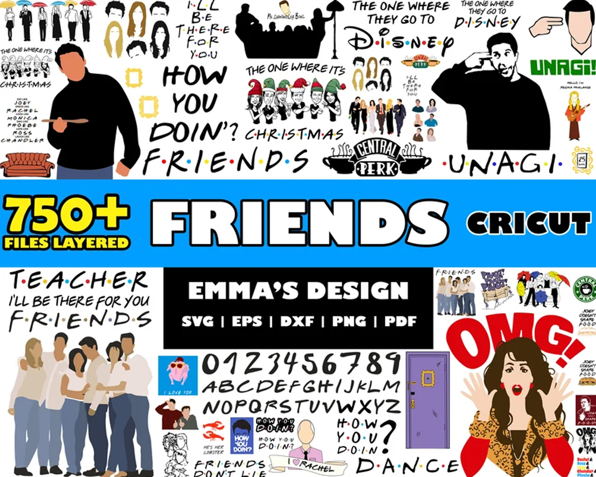 Friends Svg Bundle, Layered Design Vector Files, SVG for cri - Inspire ...