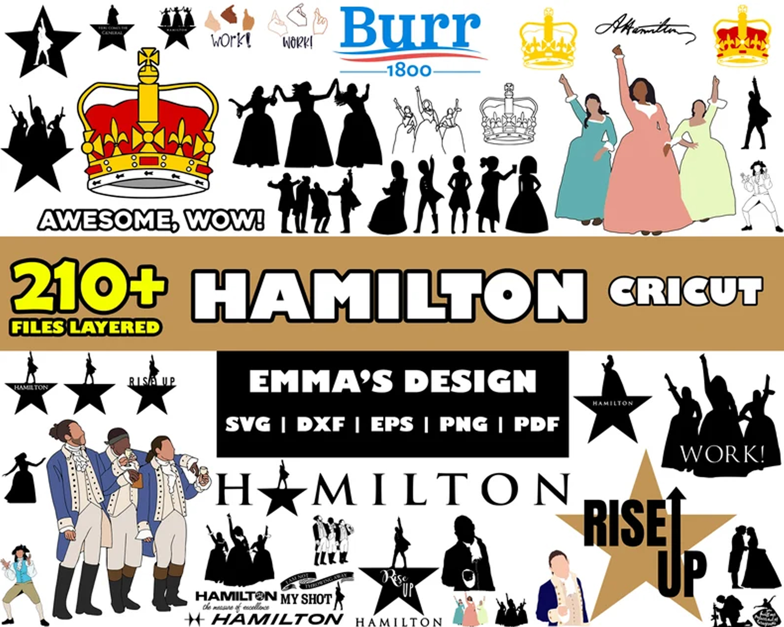 Hamilton Svg Bundle, Layered Design Vector Files, SVG for cr | Inspire ...