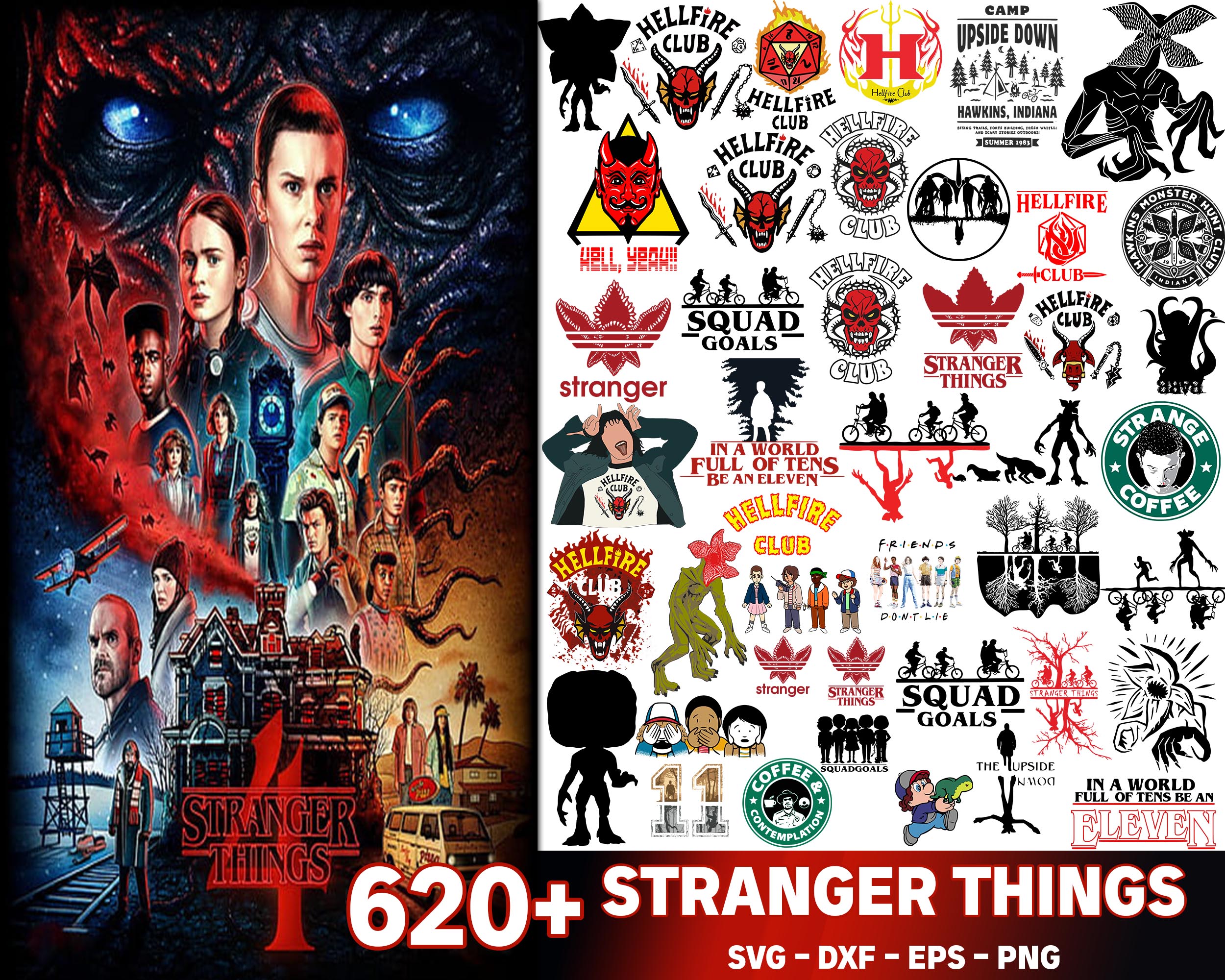 620 file Stranger Things svg dxf eps png,bundle Hellfire Clu | Inspire ...
