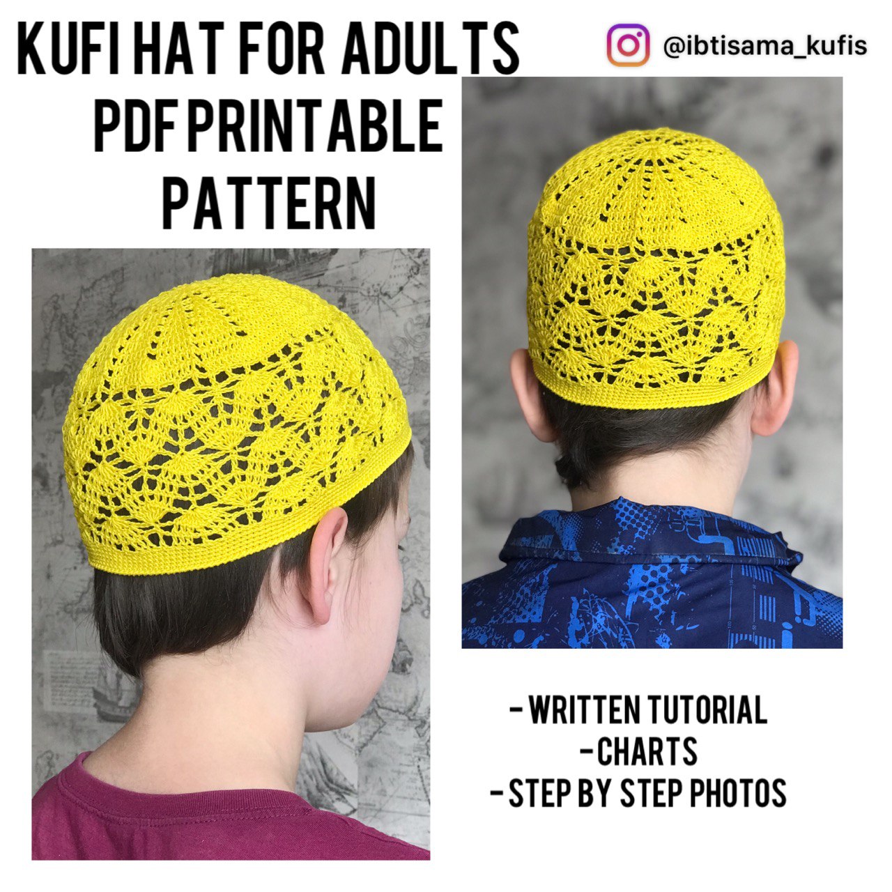 Adults crochet summer kufi cap PDF pattern - Inspire Uplift