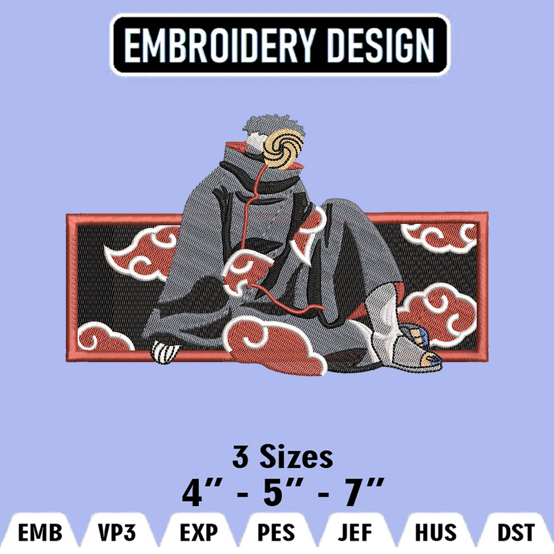 Obito Embroidery Designs, Akatsuki Embroidery Files, Naruto | Inspire ...