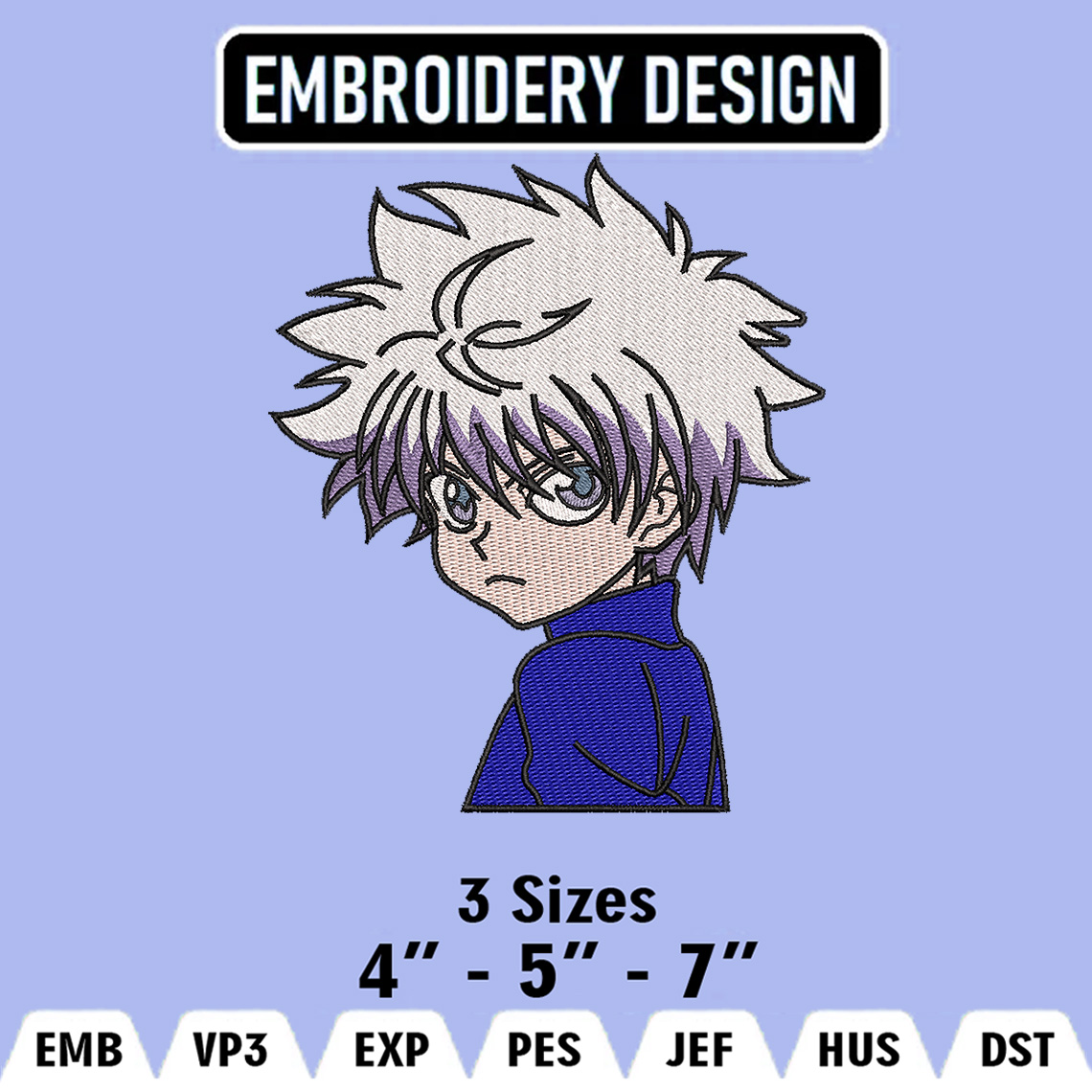 Zoldyck Killua Embroidery Designs, Killua Embroidery Files, | Inspire ...