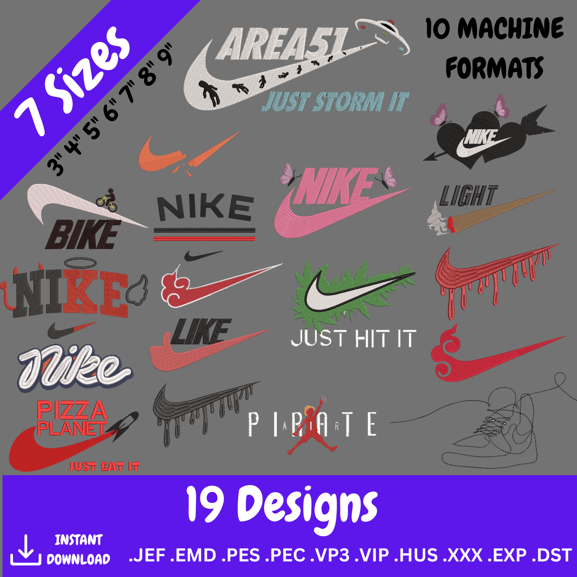 Nike Embroidery Design Bundle - Just do it Embroidery design - Inspire ...