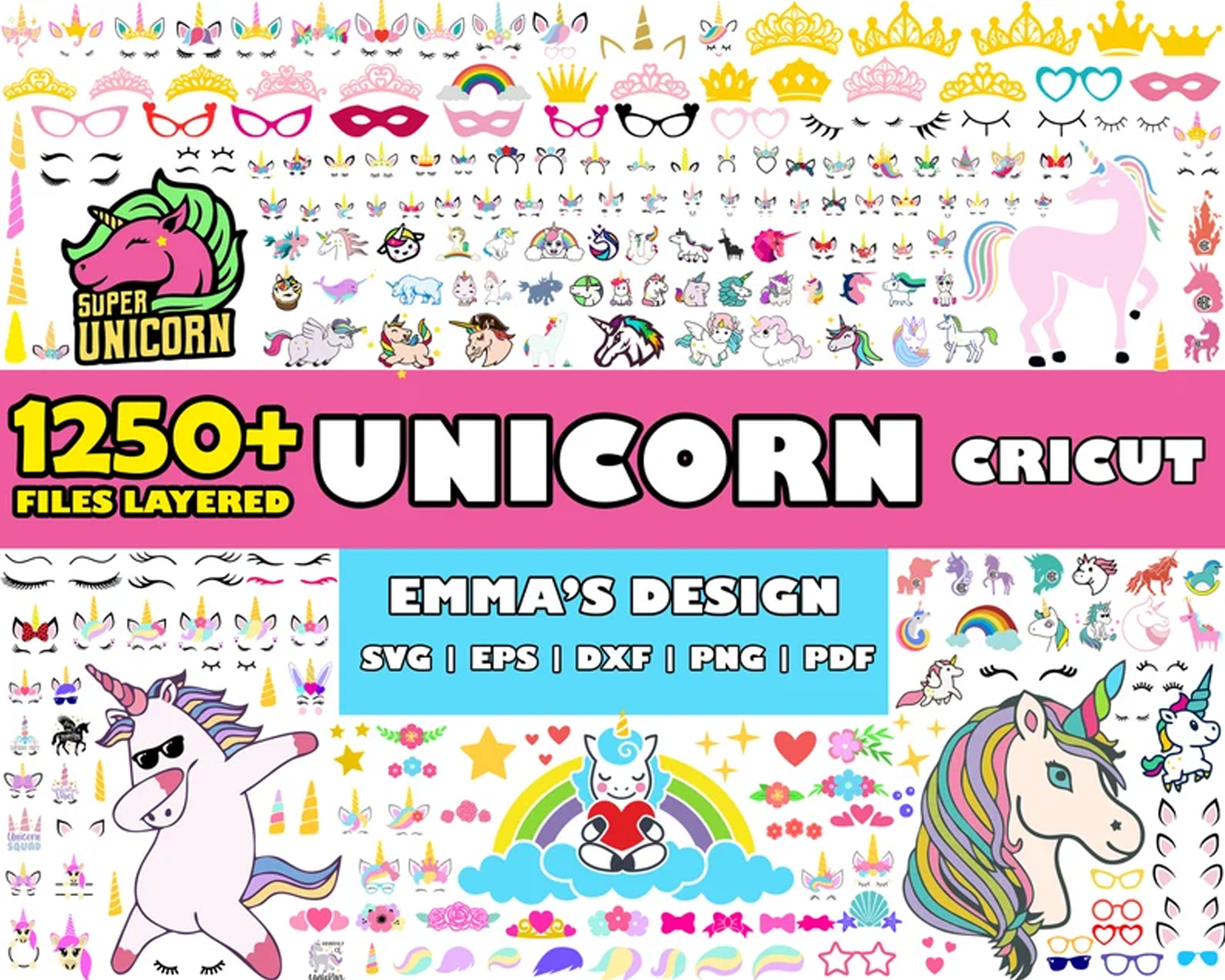 Unicorn Mega Svg Bundle, Layered Design Vector Files, Svg fo | Inspire ...