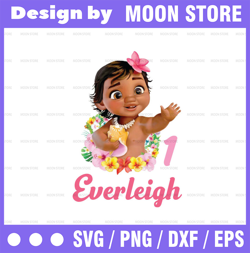Personalized Name And Ages, Moana Birthday Girl PNG Digital | Inspire ...