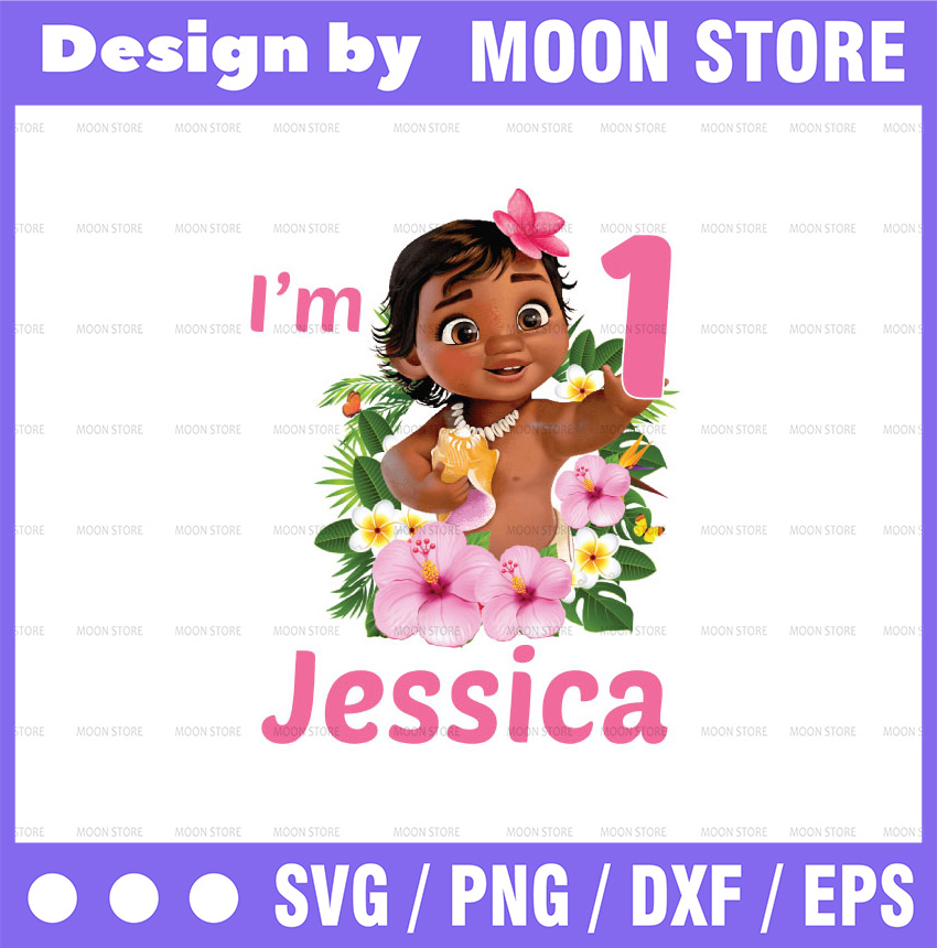Personalized Name And Ages, Moana Birthday Girl PNG Digital | Inspire ...