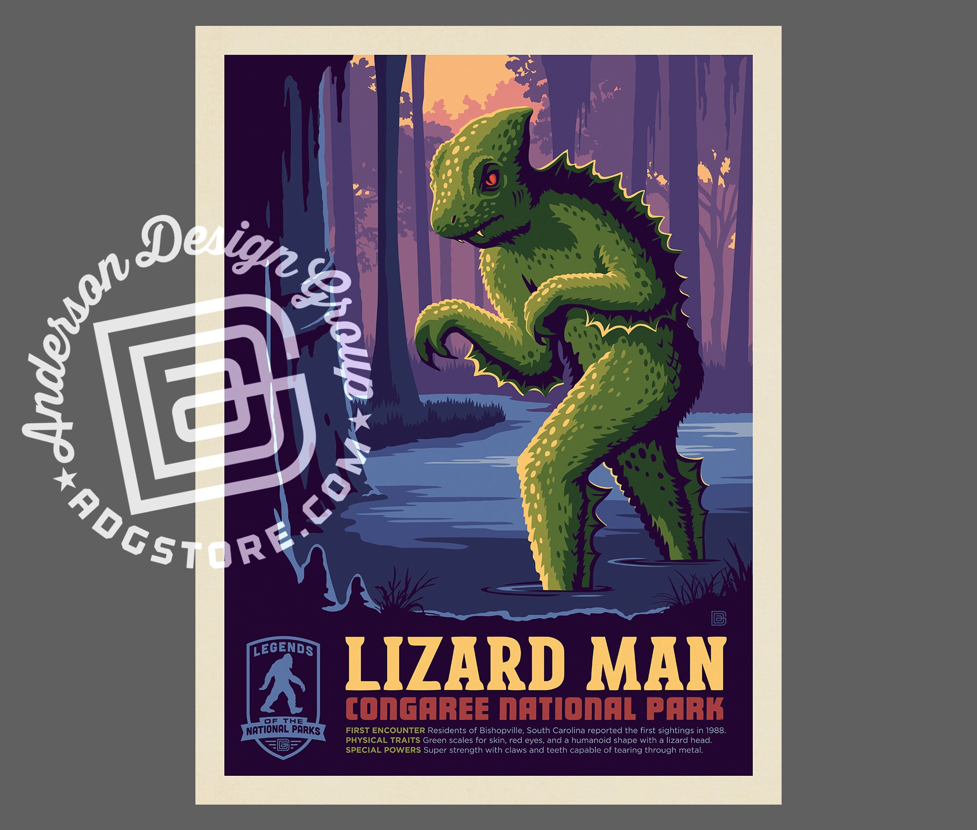 Lizard Man Congaree National Park Poster by Anderson Design - Inspire ...