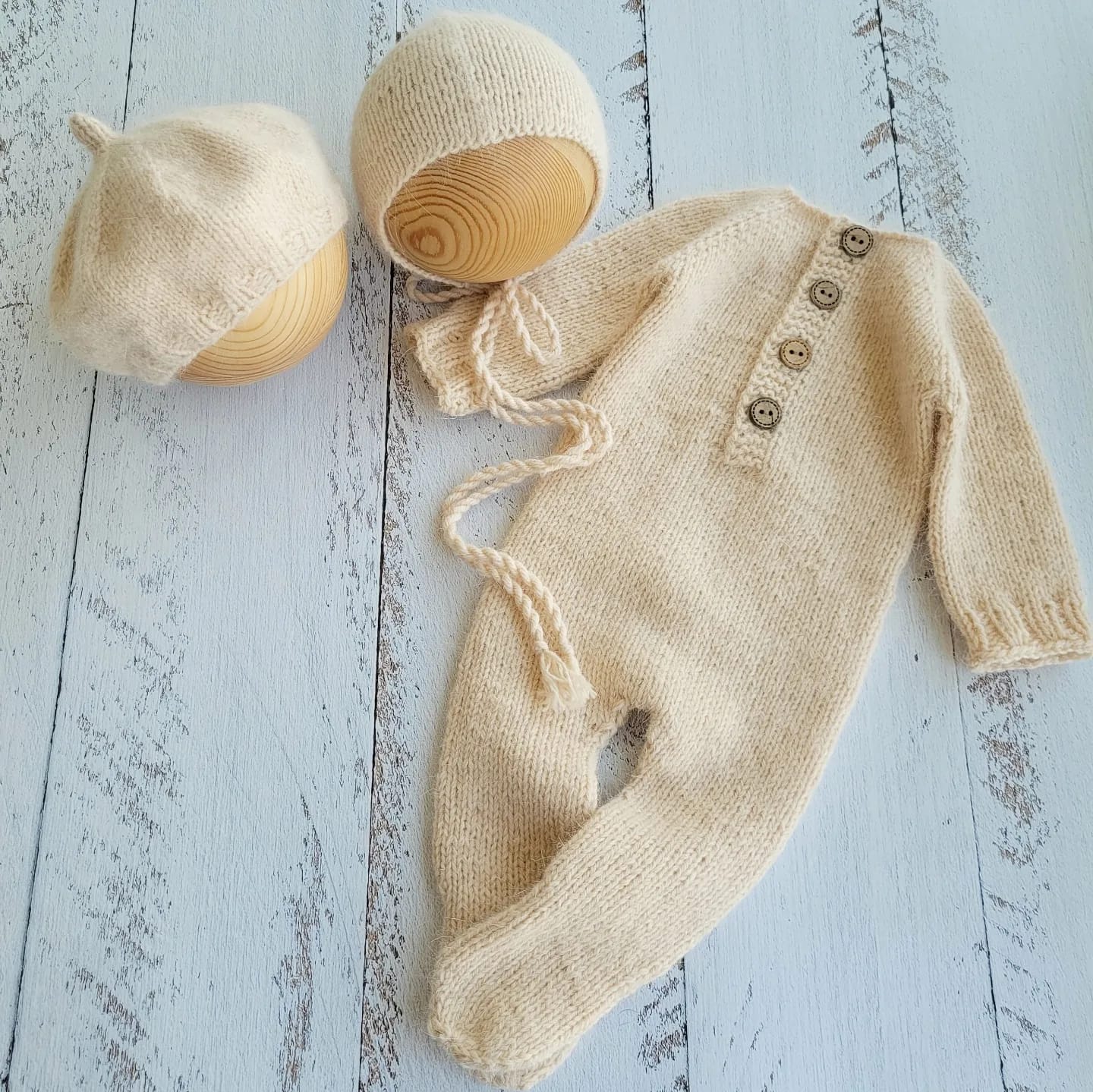 Blush fluffy bonnet, romper, wrap. Newborn photo props | Inspire Uplift