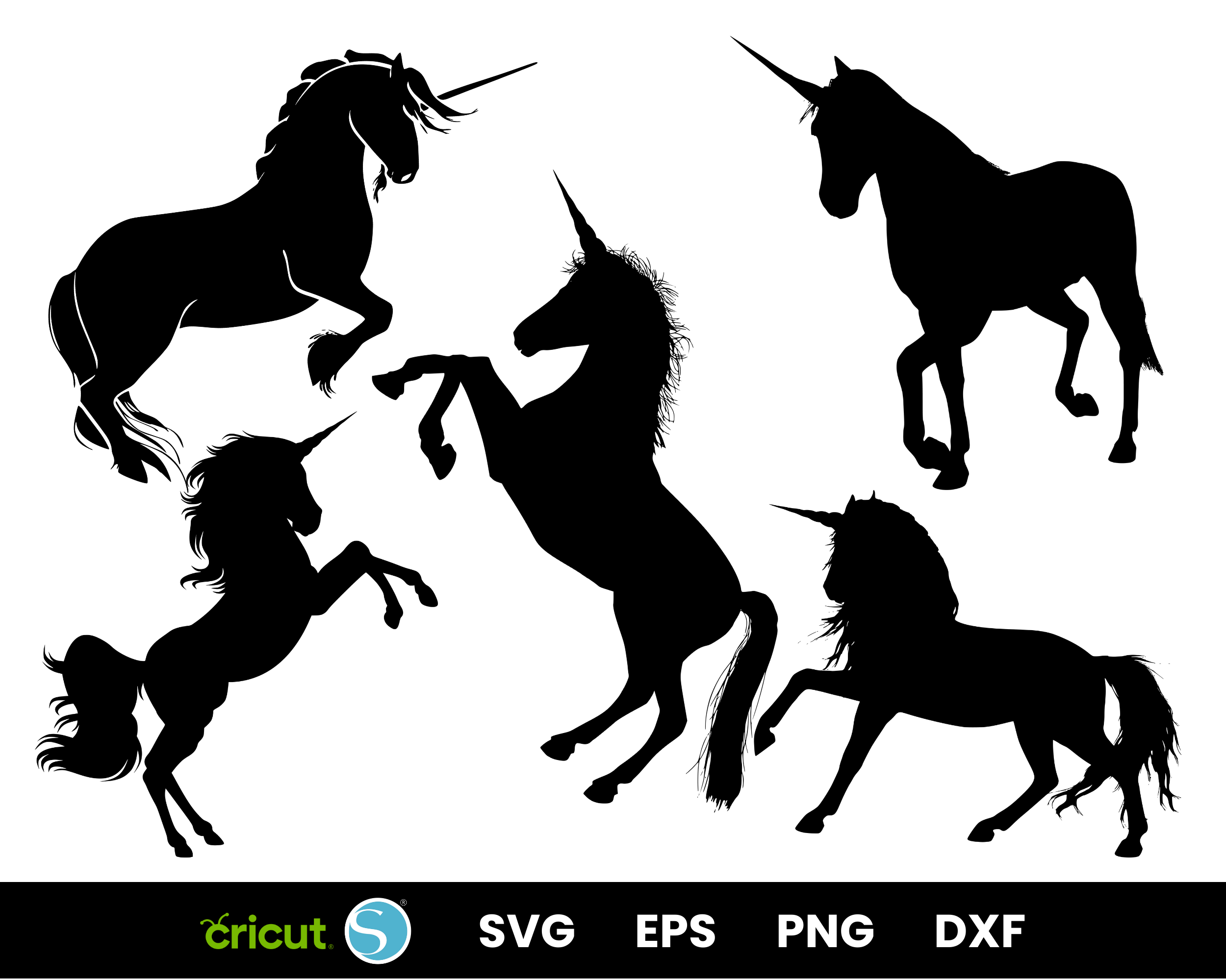 Unicorn Silhouette Vector Bundle Svg Eps Dxf Png Inspire Uplift