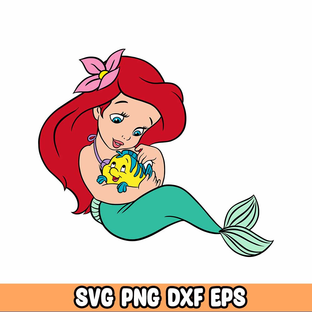 Little Mermaid Clipart, Little Mermaid PNG Instant Download, - Inspire ...