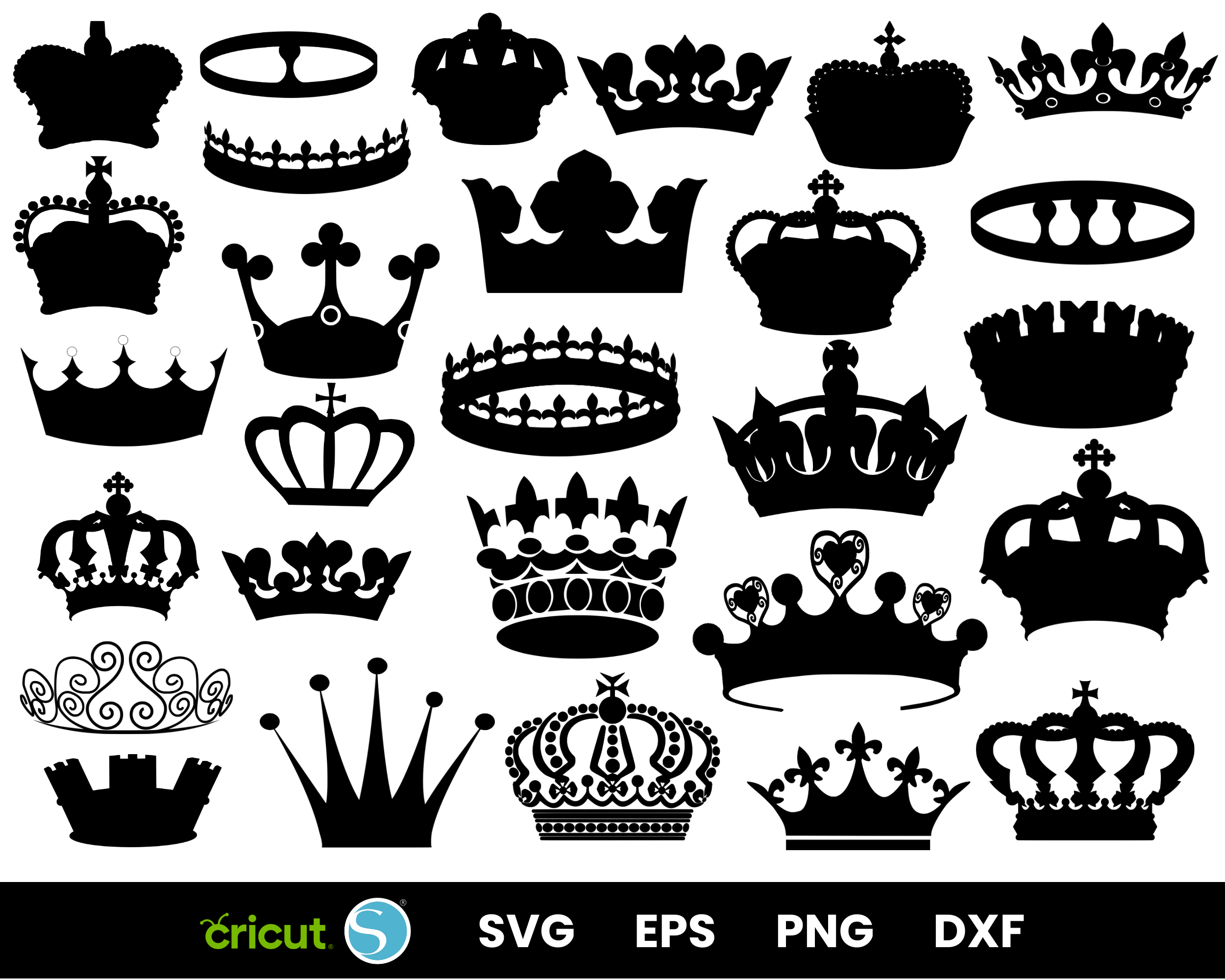Crown SVG Silhouette Bundle SVG EPS PNG DXF | Inspire Uplift