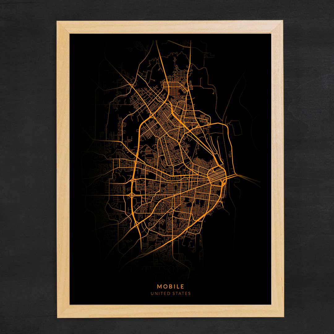 Mobile City Map, Mobile - United States City Map Poster | Inspire Uplift