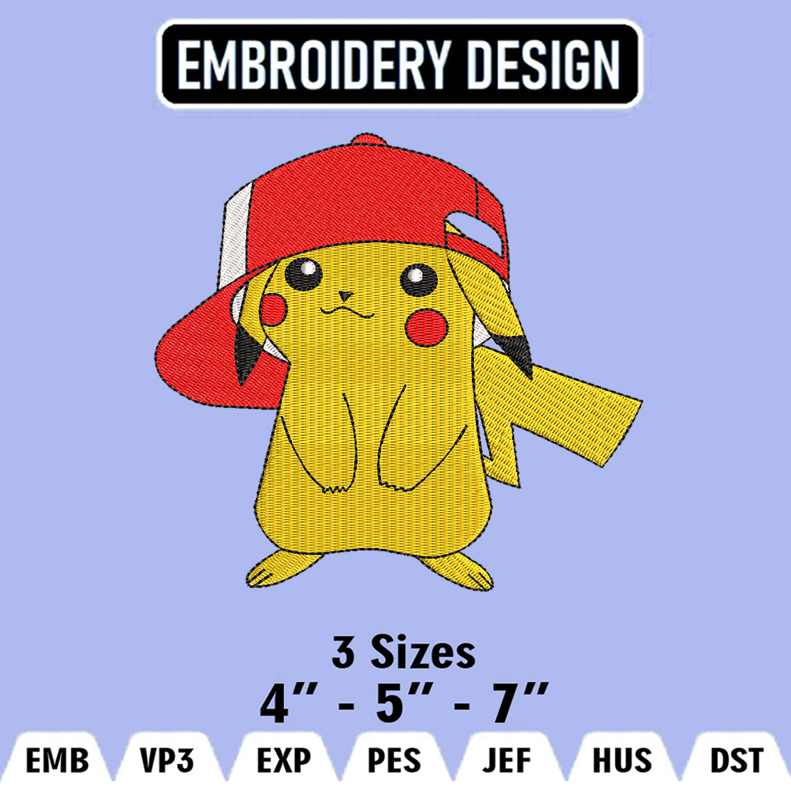 Pikachu Embroidery Designs, Pikachu Embroidery Files, Pokem | Inspire ...
