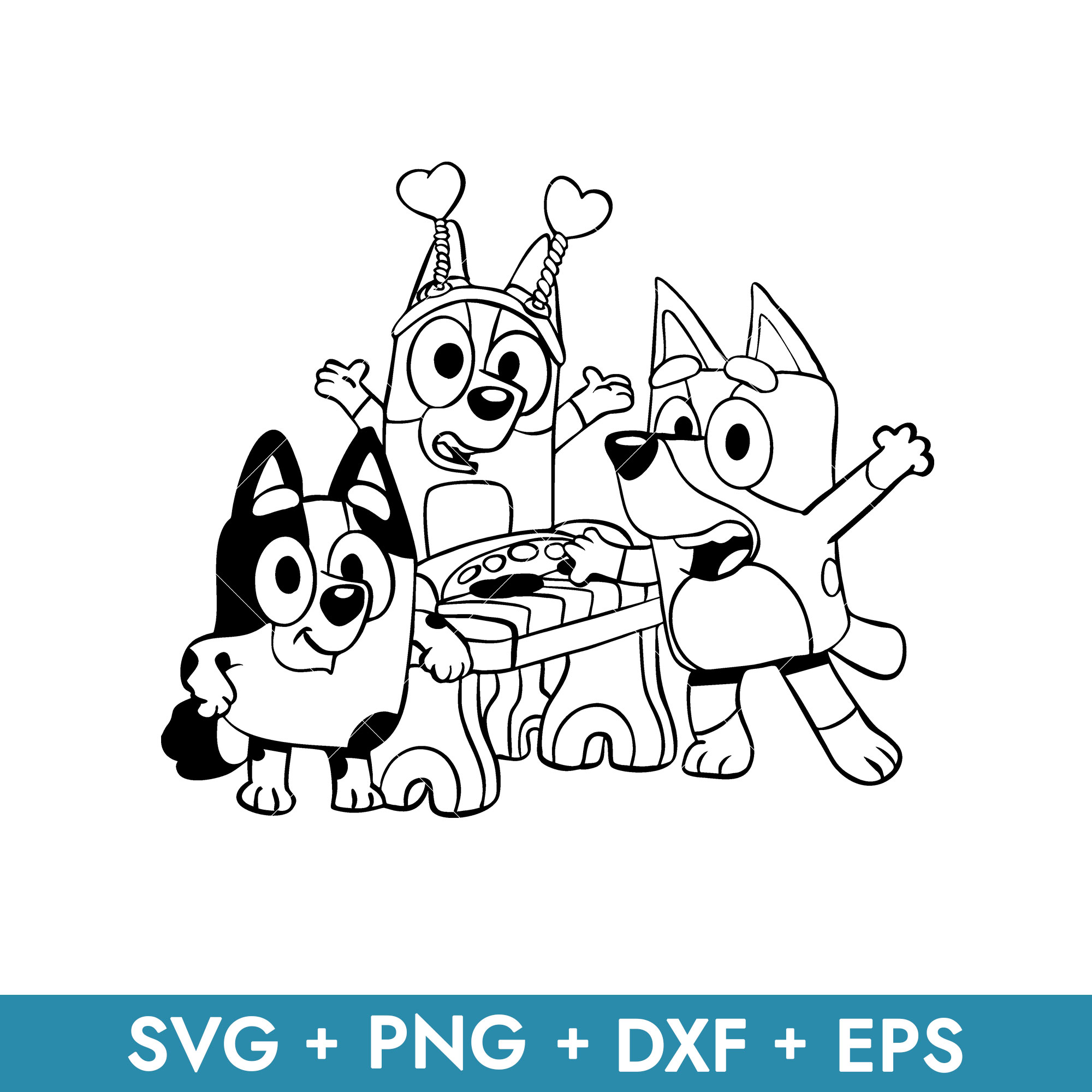 Bluey And Friend With Piano Outline Svg, Bluey Svg, Cartoon | Inspire ...