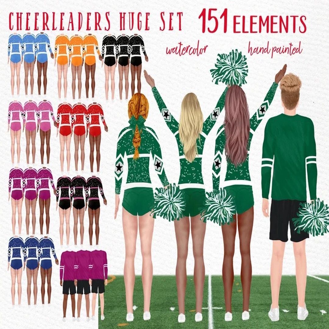 Cheerleaders Bundle Clipart: "GIRLS CLIPART" Boy Male Cheerl | Inspire ...