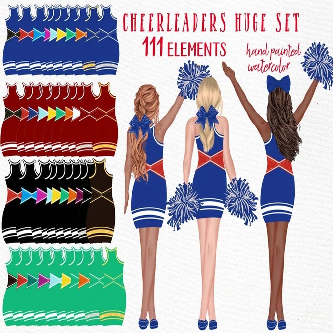 Cheerleaders Bundle Clipart: "GIRLS CLIPART" Watercolor Girl - Inspire ...