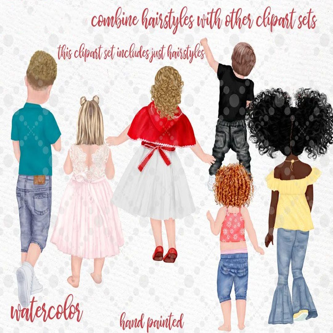 Hairstyles clipart: "KIDS CLIPART" Custom hairstyles Girls h | Inspire ...