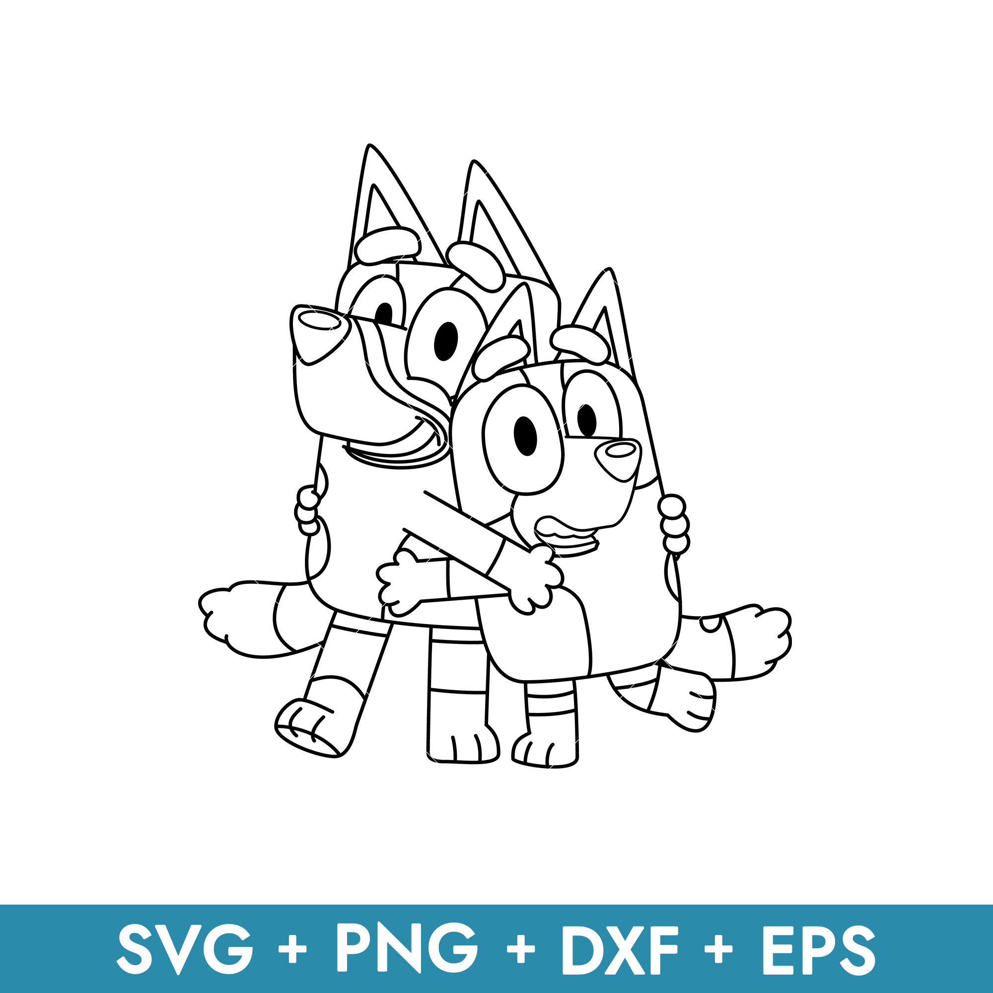 Bluey And Bingo Dog Outline Svg, Bluey Svg, Cartoon Svg | Inspire Uplift