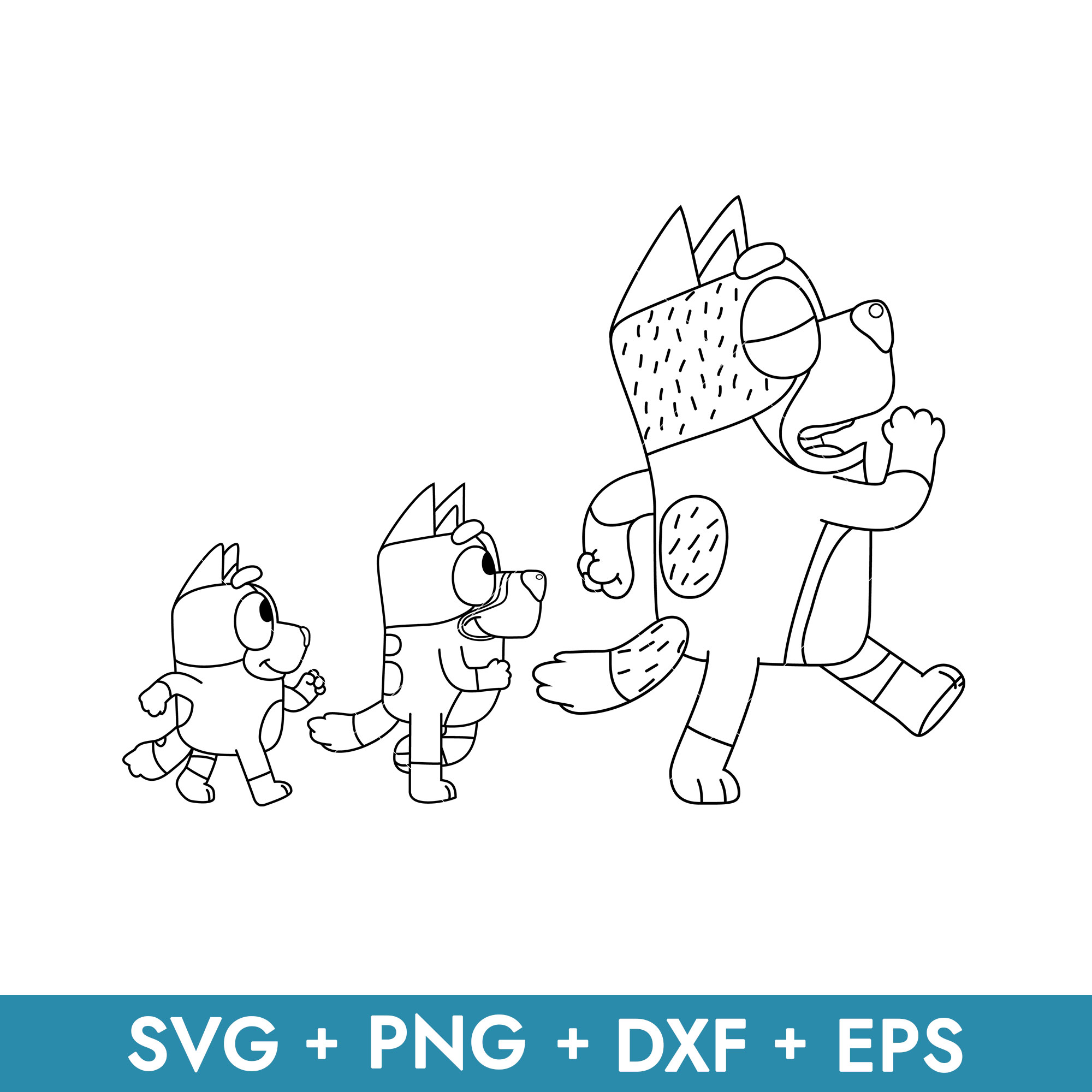 Bluey Dad And Bluey Bingo Outline Svg, Bluey Svg | Inspire Uplift