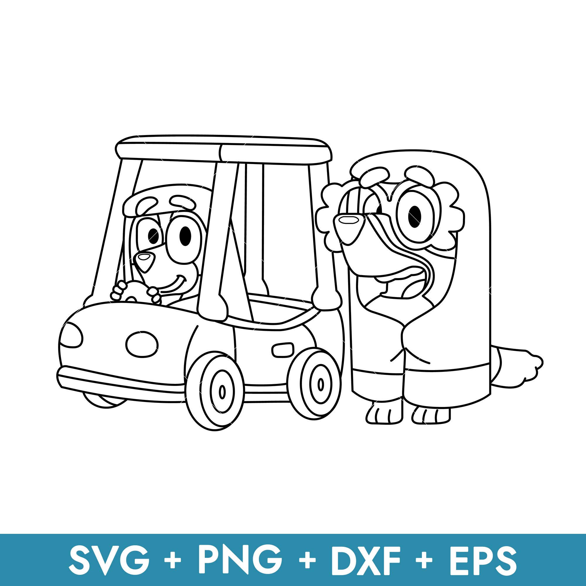 Granny Rita And Granny Janet Outline Svg, Bluey Svg, Cartoon | Inspire ...