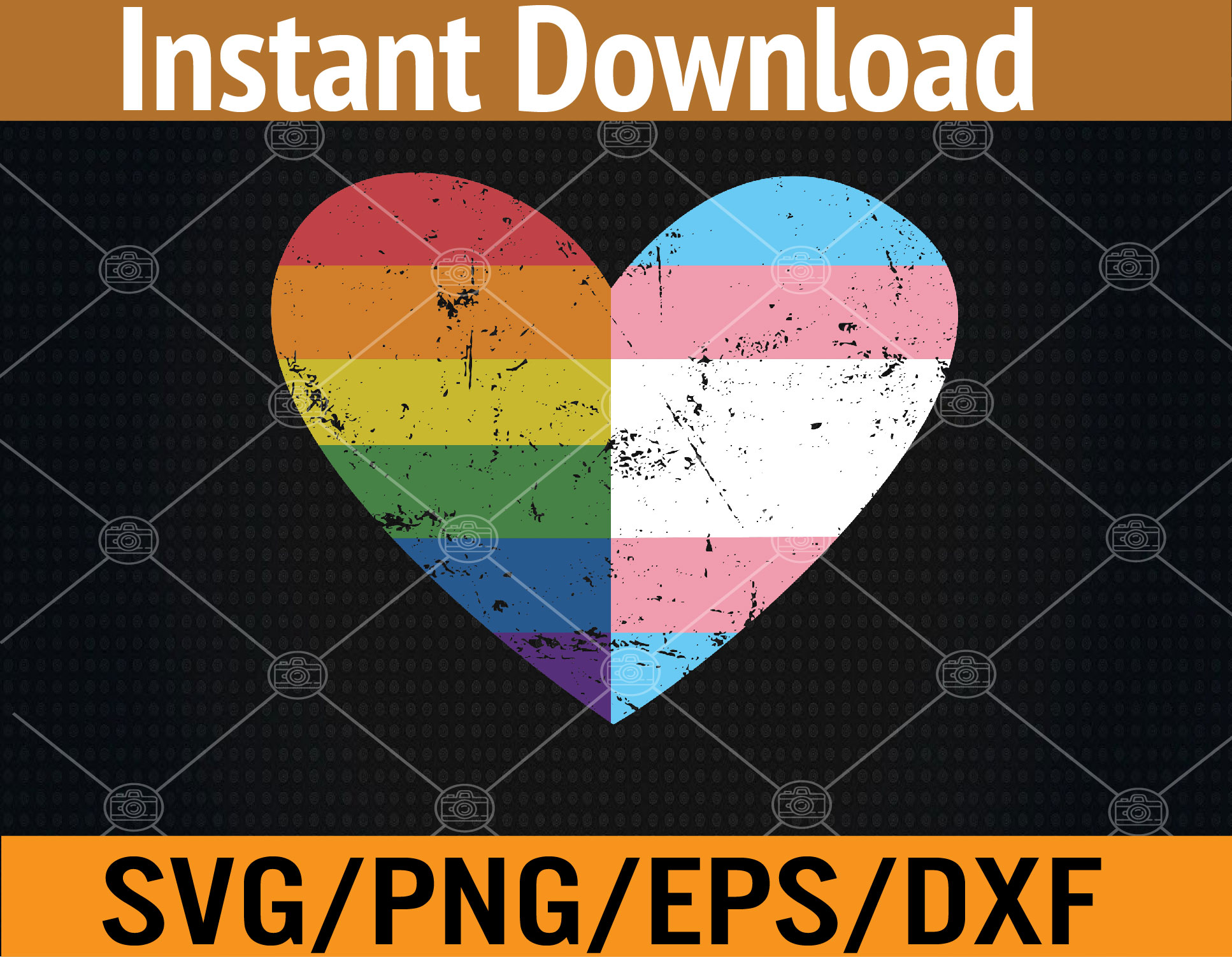 Heart with rainbow and transgender flag for pride month Svg | Inspire ...