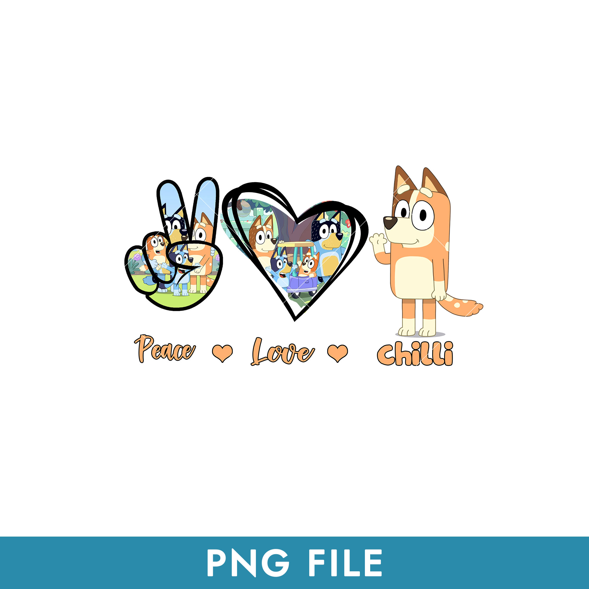 Peace Love Chilli Png, Bluey Chilli Png, Bluey Png, Cartoon - Inspire ...