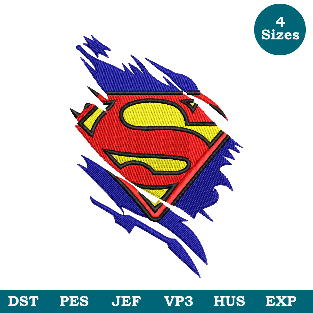 Supermen Logo machine Embroidery Design File 4 Sizes, Logo E | Inspire ...