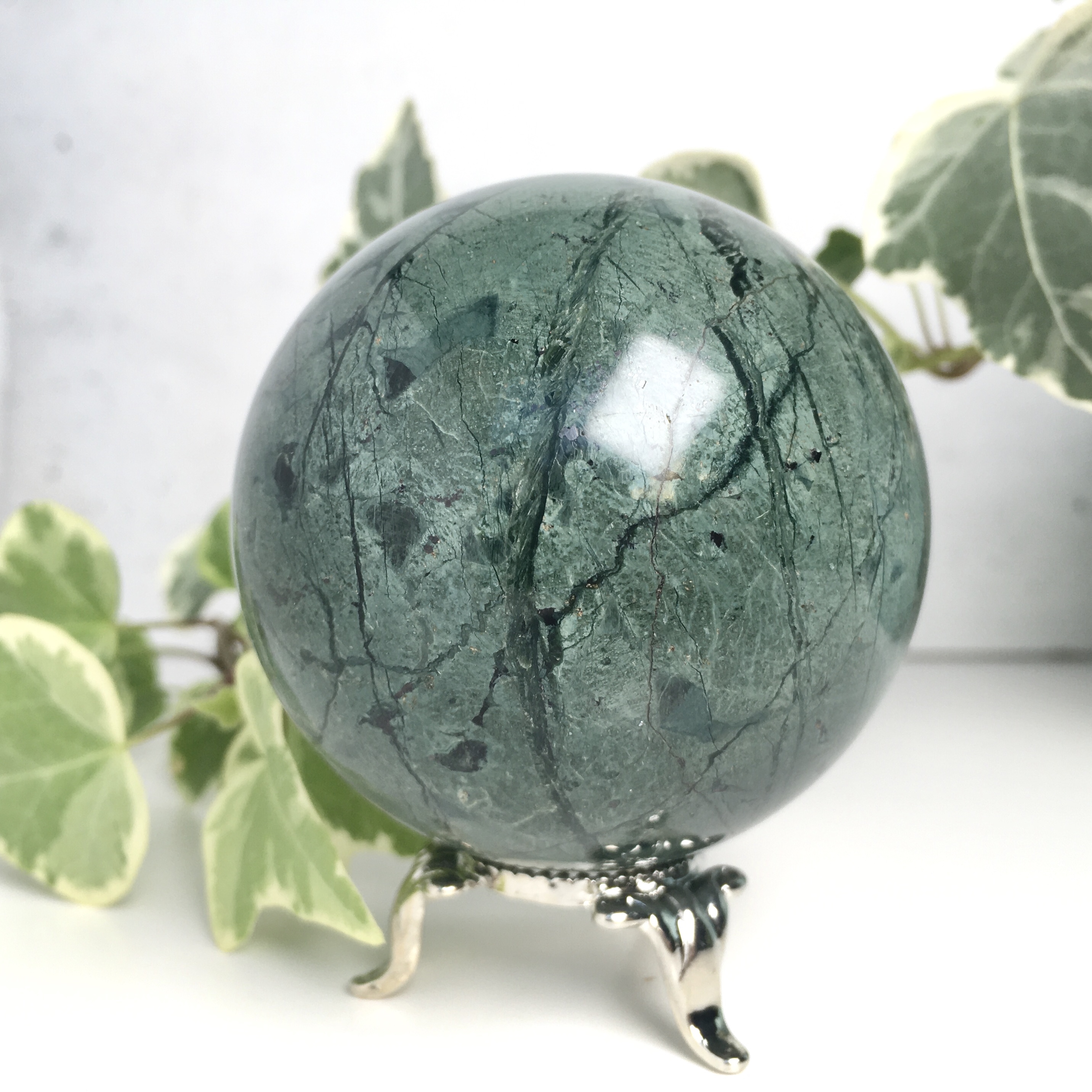 Serpentine Sphere 60 mm Green Stone Ball Serpentine Mineral - Inspire ...