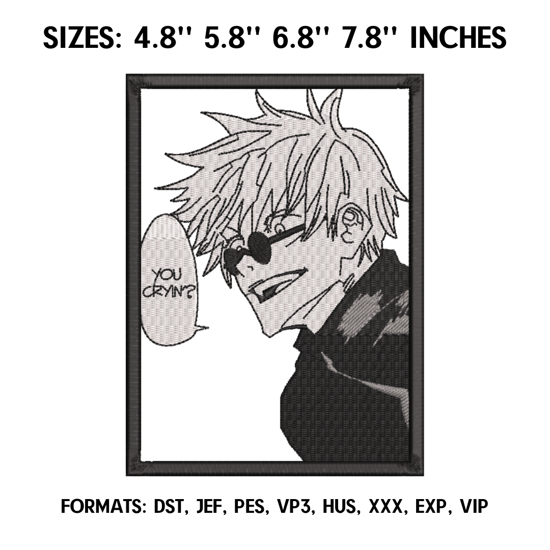 Satoru Gojo Embroidery Design File, Jujutsu Kaisen Anime Emb - Inspire ...
