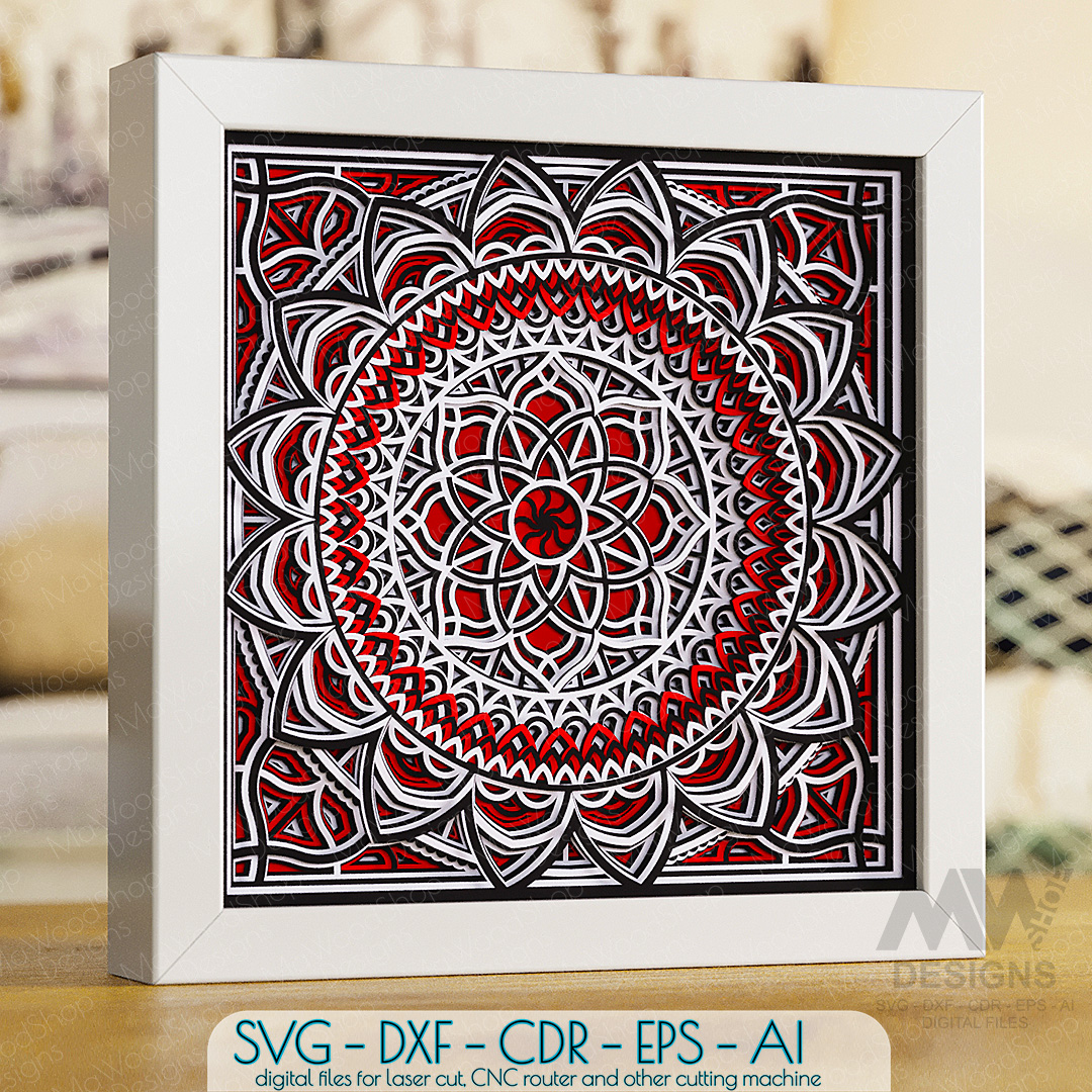 Layered Mandala Template, Shadow Box Mandala SVG DXF, Cricut | Inspire ...