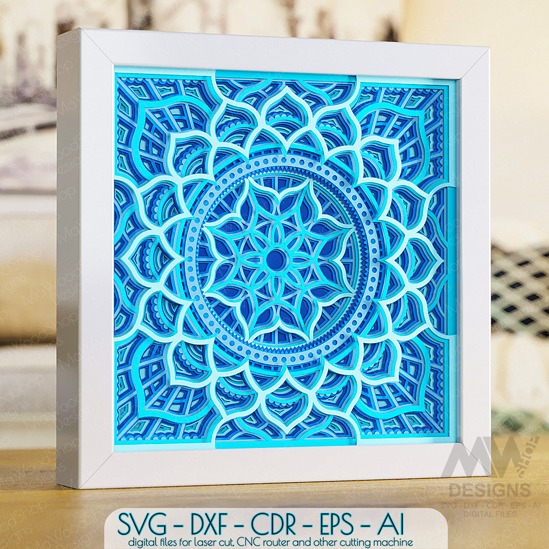 Shadow Box Mandala SVG DXF, Multilayer Mandala Pattern, Cric | Inspire ...
