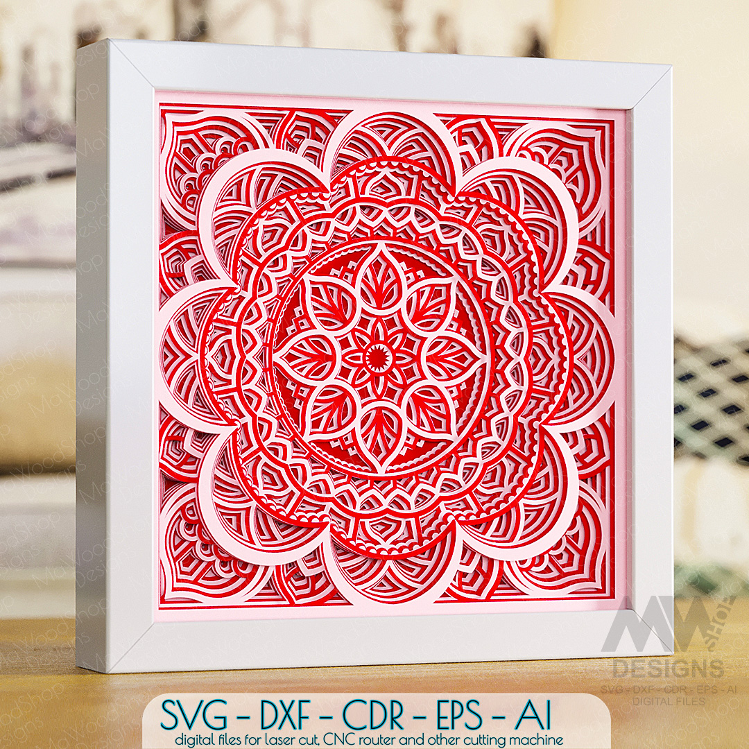 Layered Mandala Template, Shadow Box Mandala SVG DXF, Cricut - Inspire ...