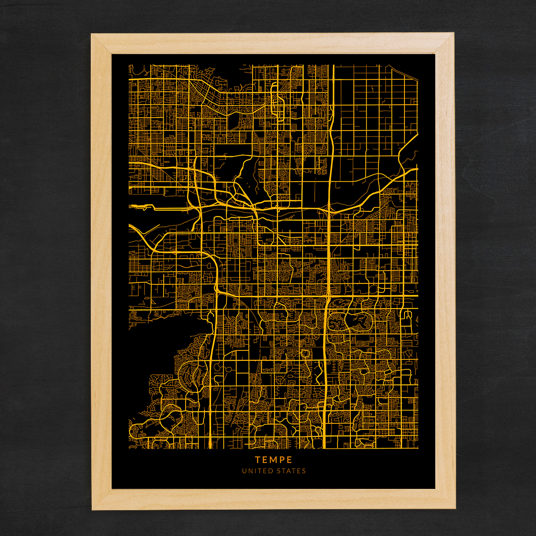Tempe City Map, City of Tempe - United States Map Poster | Inspire Uplift