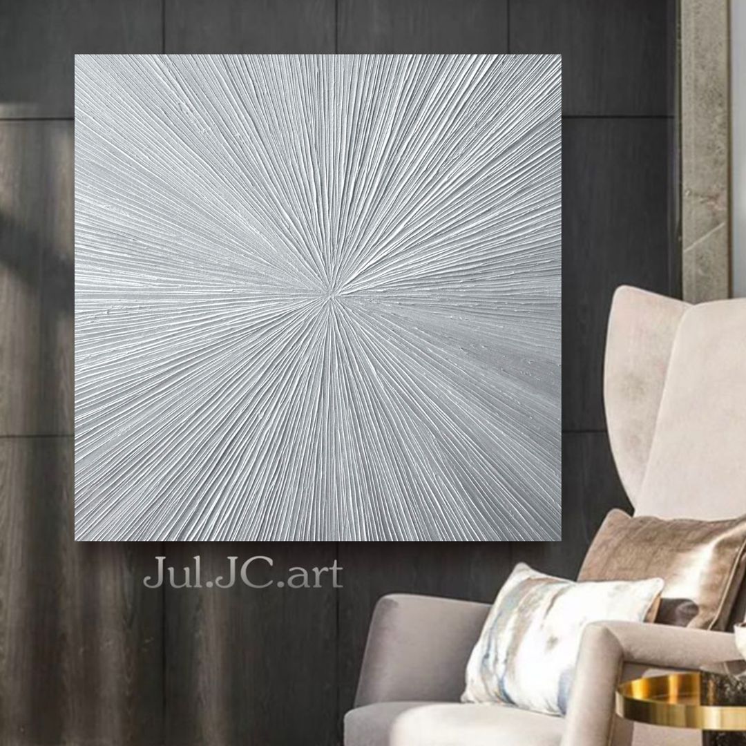 Silver Rays Abstract art Shiny Original Painting Textured ar | Inspire ...