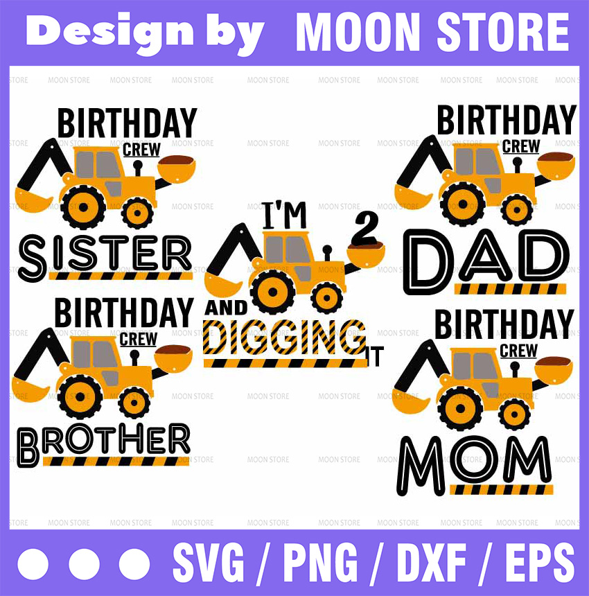 Construction Birthday Family Svg, I'm 2 And Digging It, Boys | Inspire ...