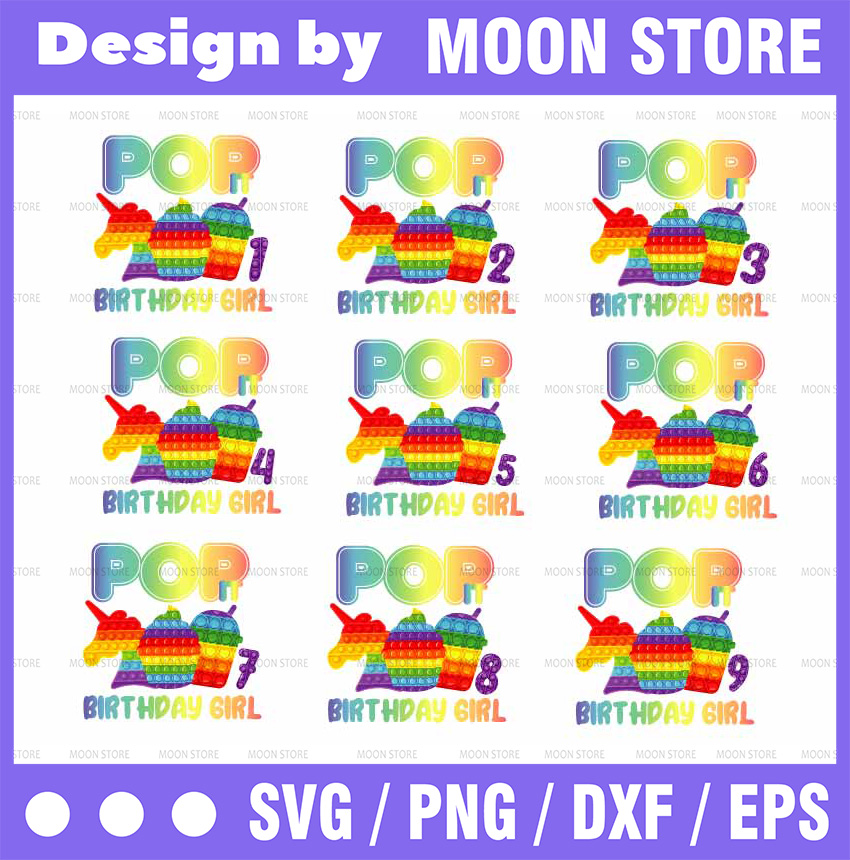 Pop It Birthday Number Png, Pop It Birthday Girl Bundle Png, | Inspire ...