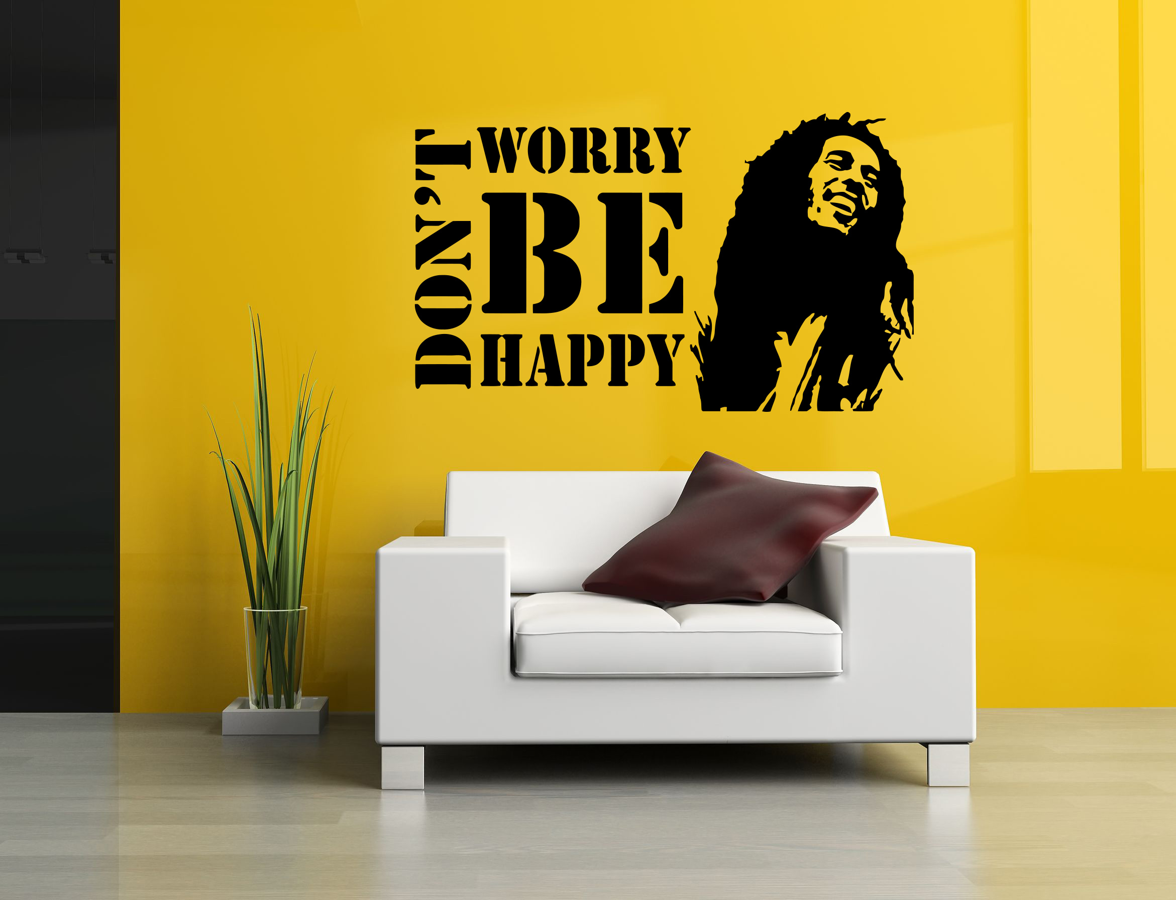 Bob Marley Sticker, Quotes And Sayings, Don't Worry Be Happy - Inspire ...