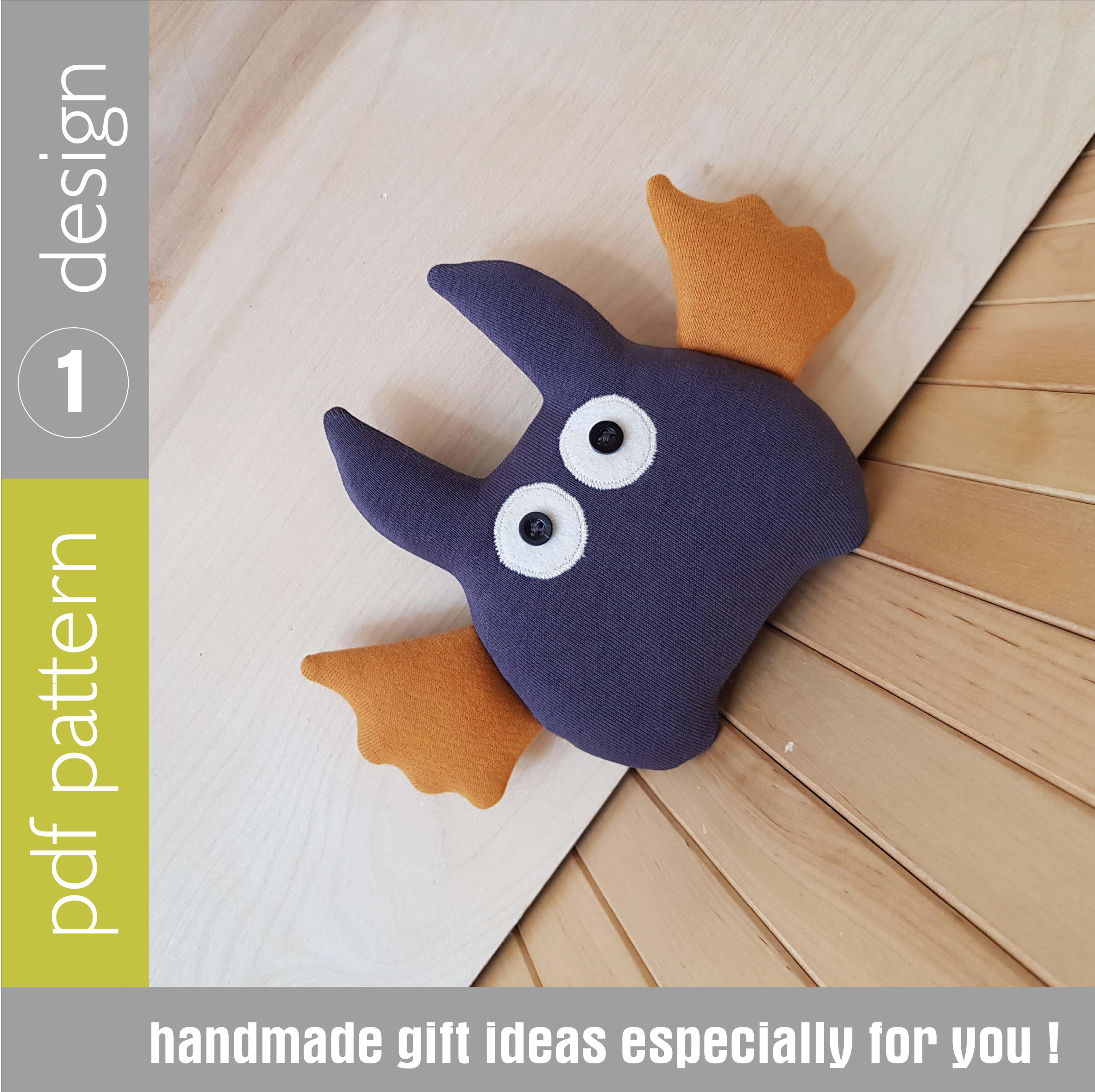 Halloween doll sewing pattern PDF bat, digital tutorial | Inspire Uplift