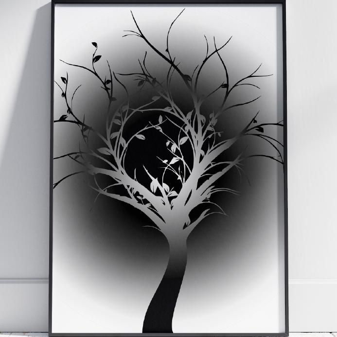 Abstract Tree Silhouette Painting - Tree Wall Art - Inspire Uplift