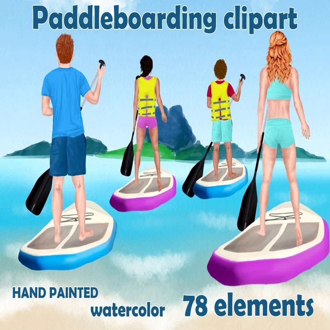 Paddleboarding clipart: "SURFING CLIPART" Paddle board clipa | Inspire ...