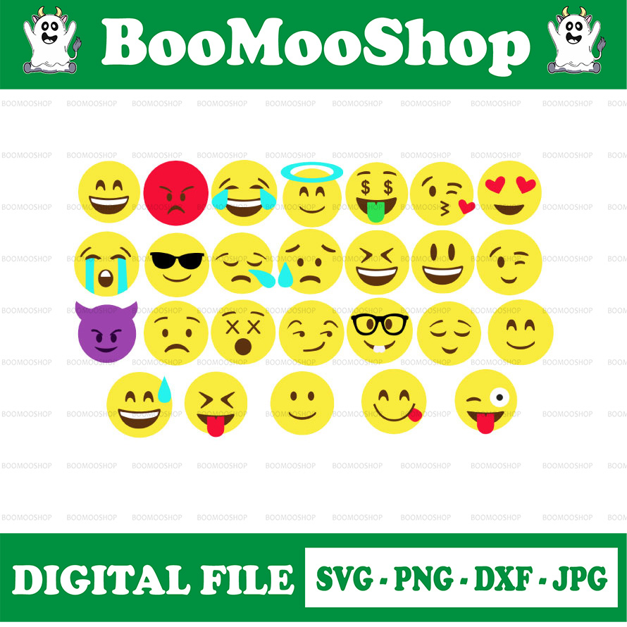 Emoji SVG Mega Bundle - Emoji Clipart Pack - Emoji PNG Files | Inspire ...