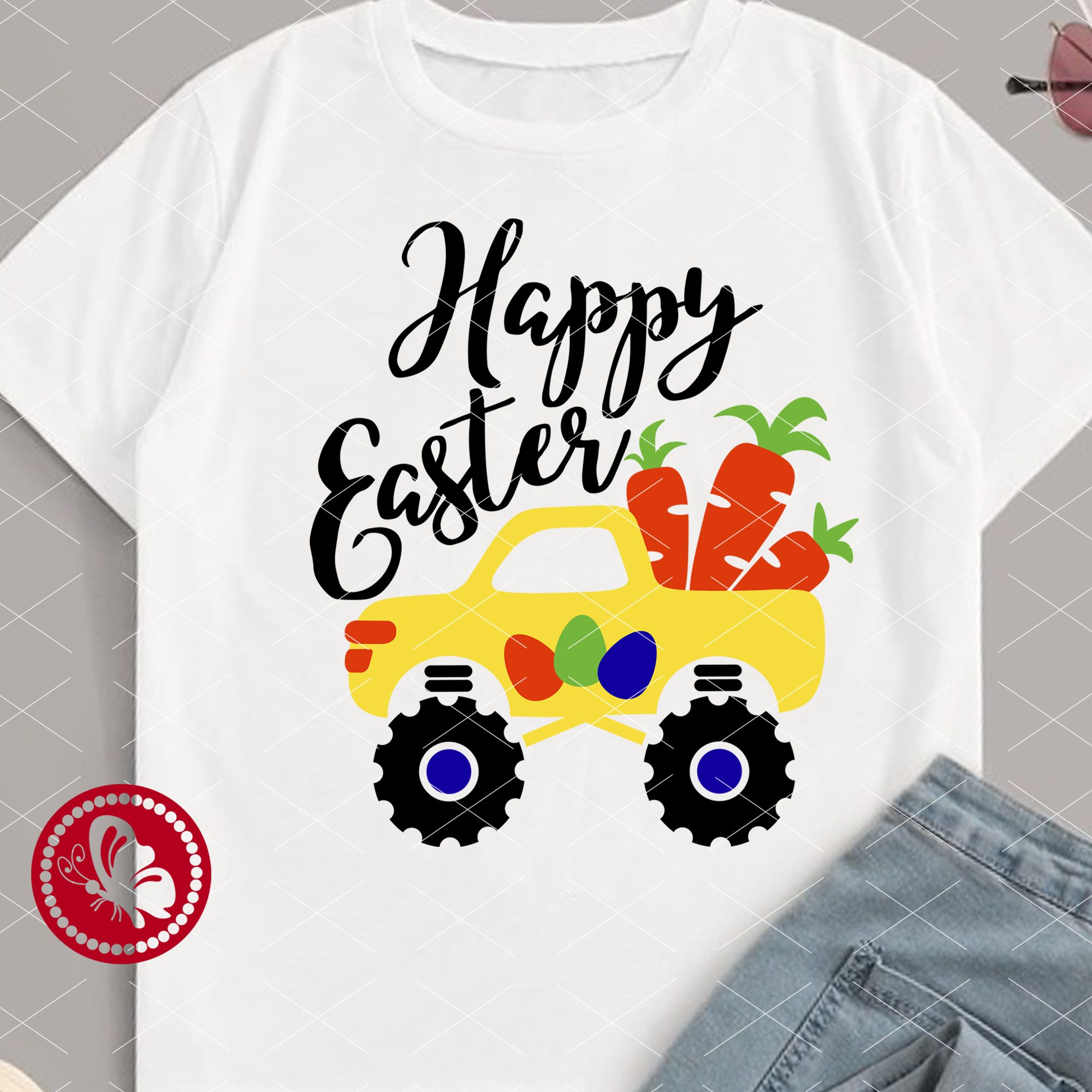 Happy Easter Truck with carrots clipart. Digital downloads | Inspire Uplift