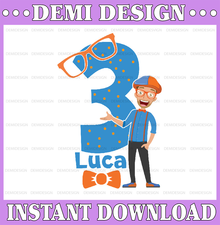 Personalized Custom Blippi Birthday File Svg, Blippi 3rd Bir - Inspire ...