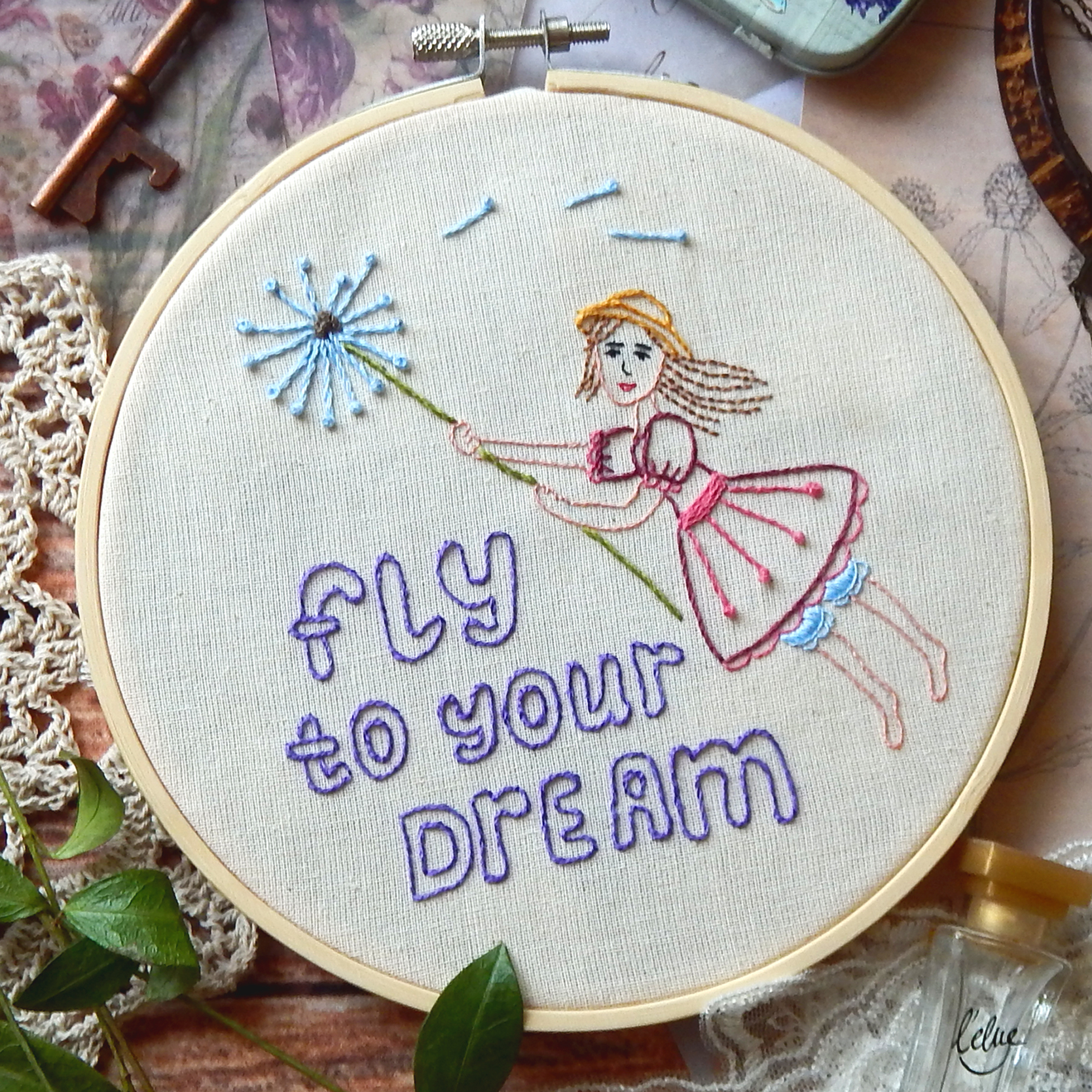 Fly To Your Dream embroidery pattern Modern embroidery PDF d | Inspire ...
