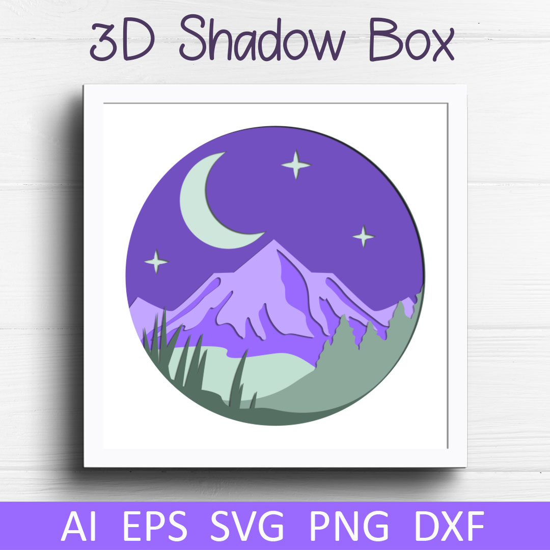 Mountains shadow box svg template, Laser cut wall decor, 3d | Inspire ...