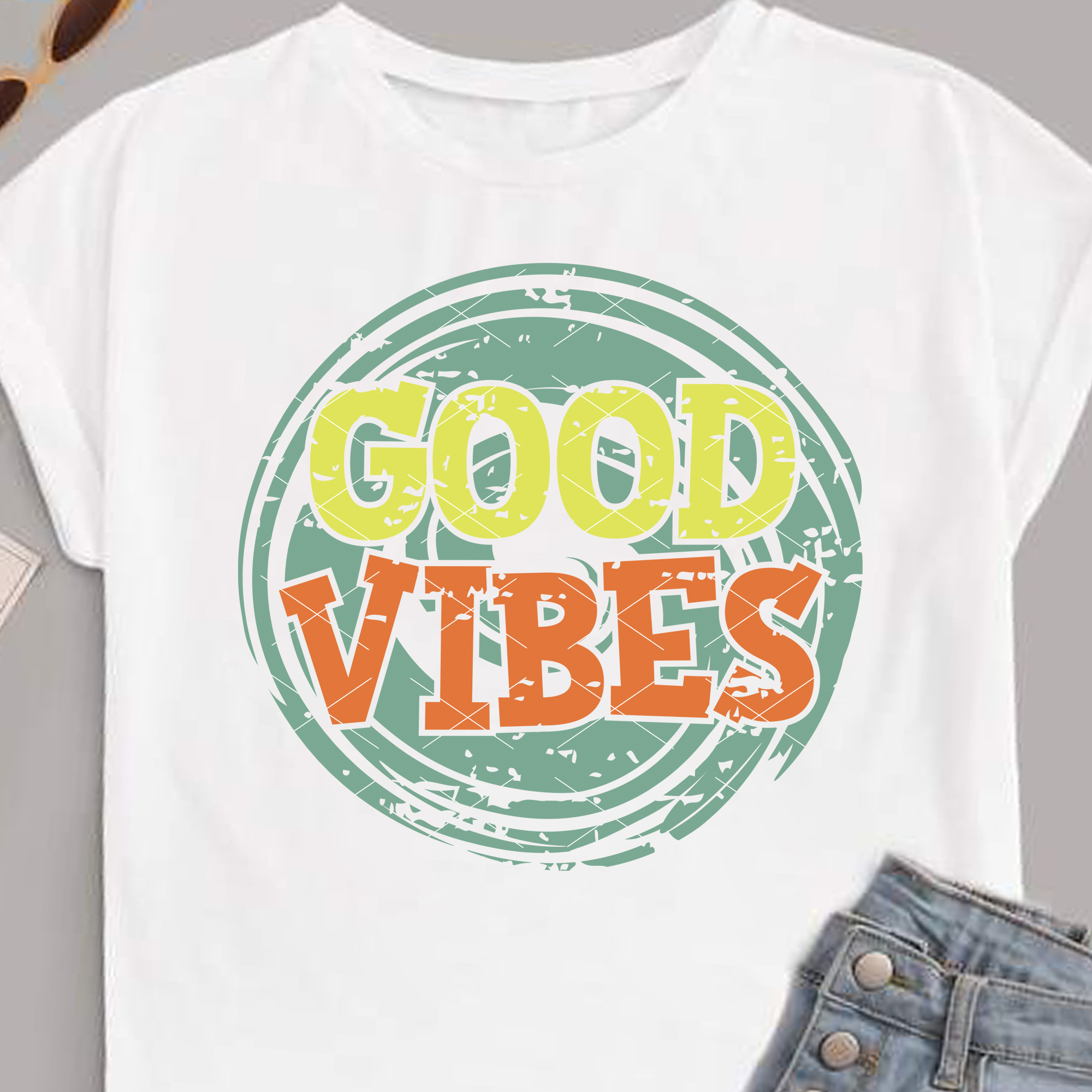 Good vibes Text Sun Sea Ocean Cruise Summer color print - Inspire Uplift