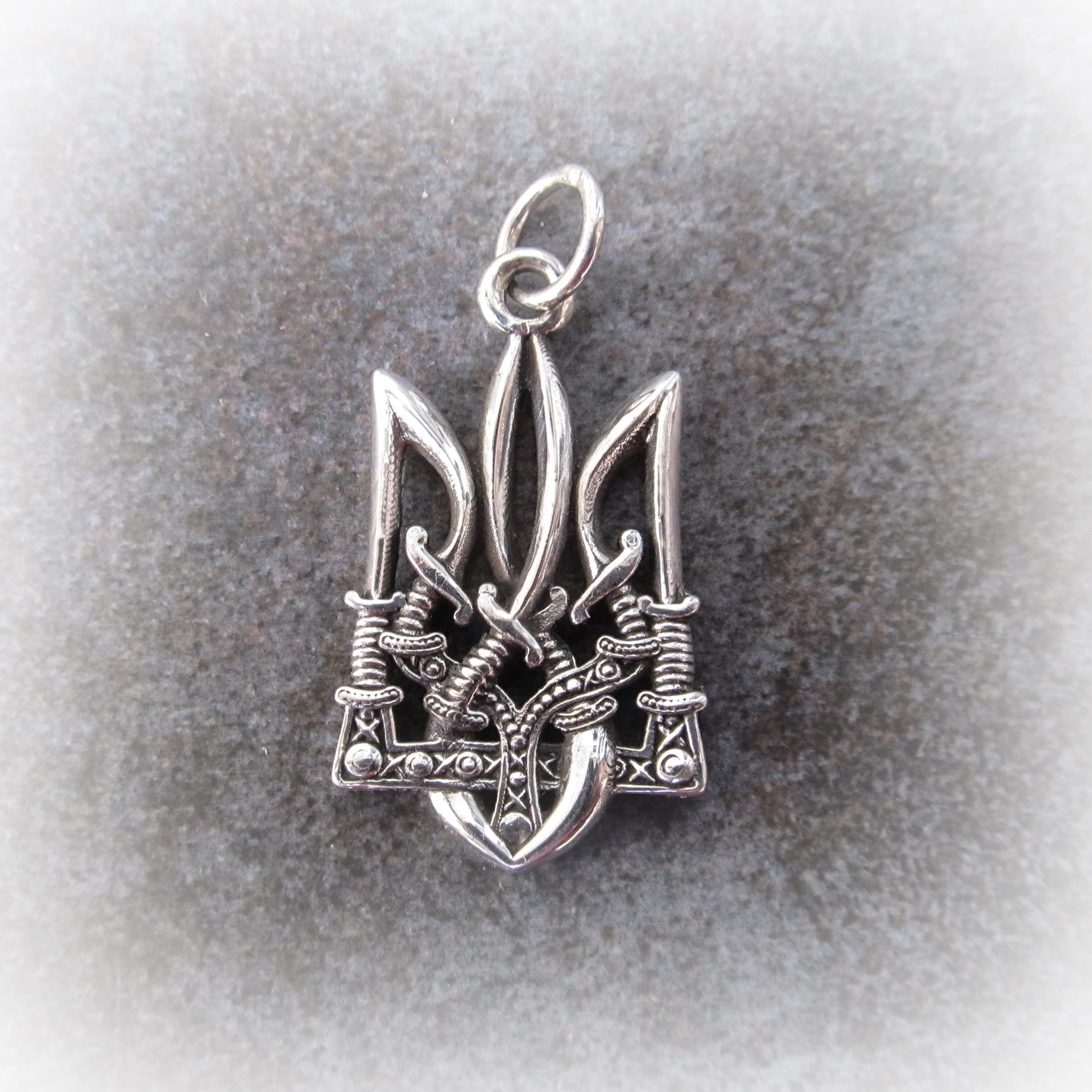 Silver tryzub with sabers necklace pendant,silver trident wi - Inspire ...