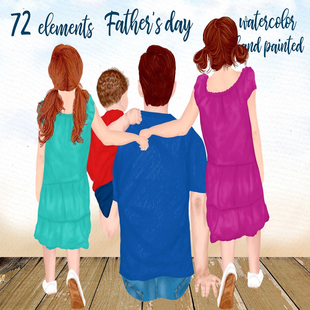 Father's day clipart: "FATHER AND CHILDREN" Daddy clipart Fa - Inspire ...