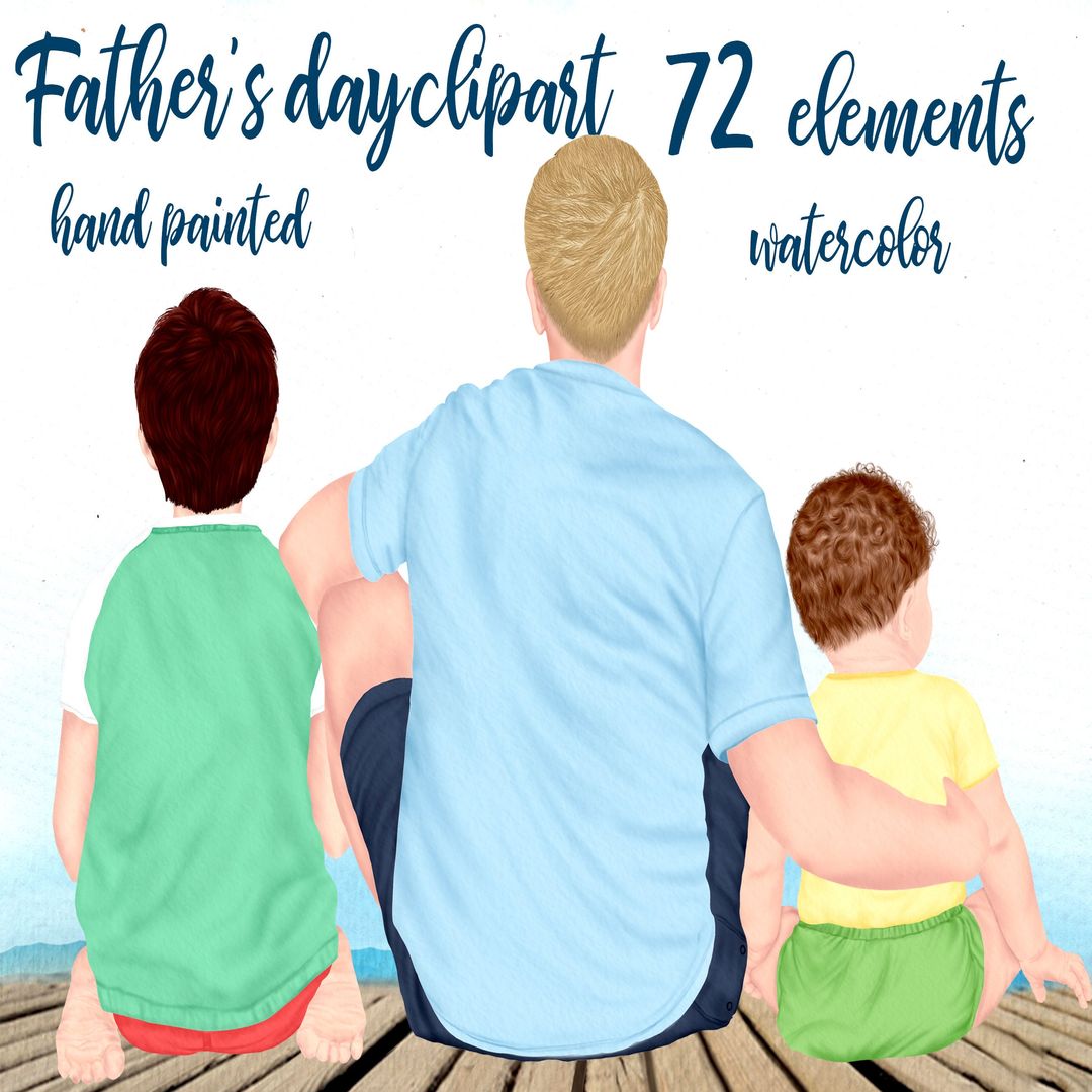 Father and children clipart: "FATHER'S DAY CLIPART" Daddy cl | Inspire ...